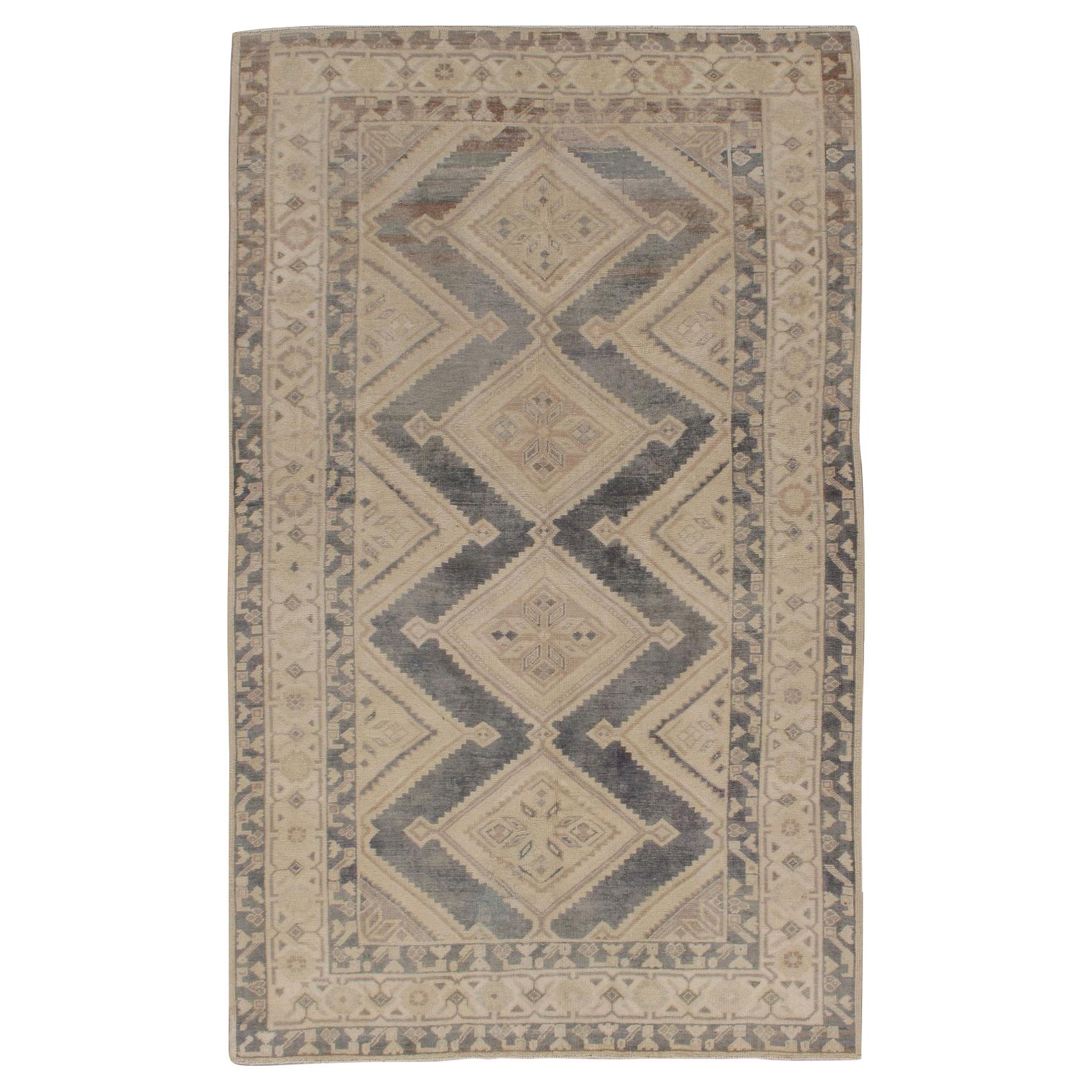Vintage Turkish Oushak Rug, Soft Colors, circa 1940s at 1stDibs