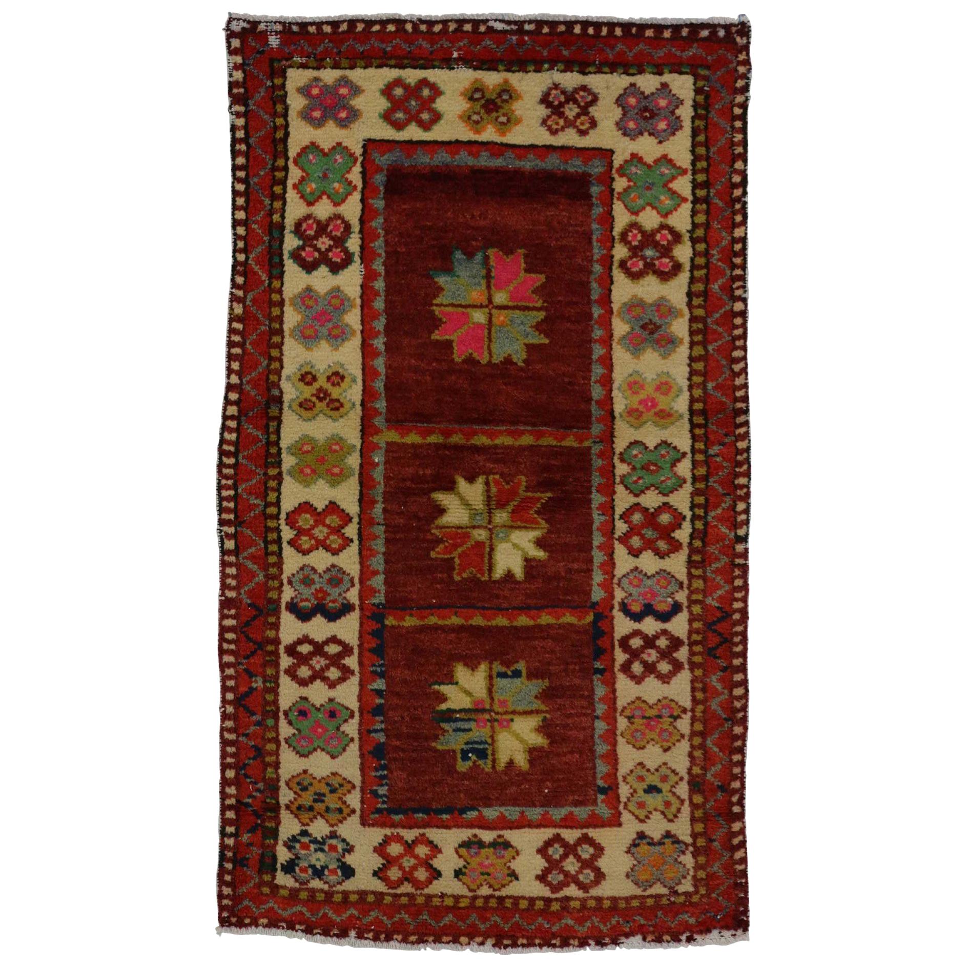 Vintage Turkish Oushak Rug for Kitchen, Bath, Foyer or Entryway, Prayer ...