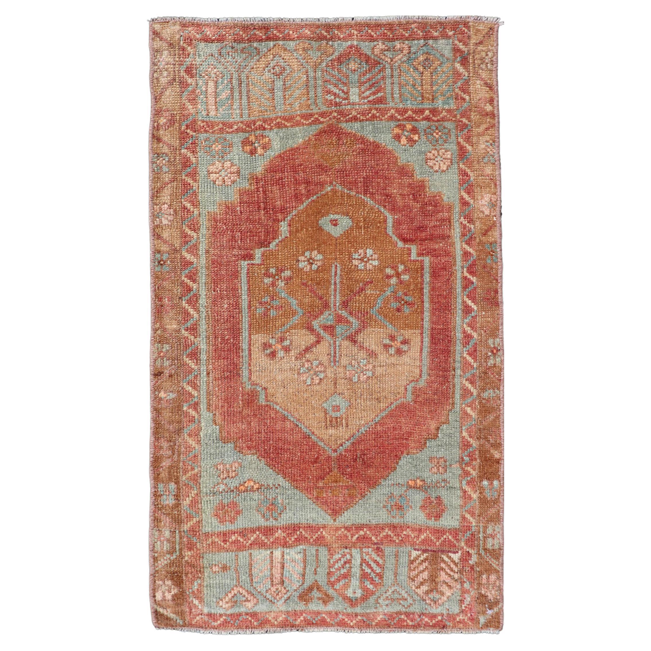 Vintage Turkish Oushak Rug with All-Over Sub-Geometric Medallion Design ...