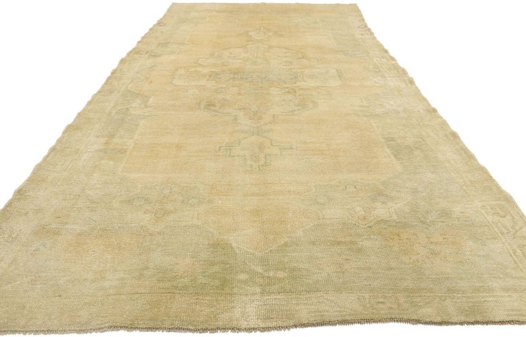 Vintage Turkish Oushak Rug with Colonial Shaker Style For Sale at 1stDibs