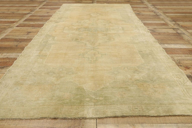Vintage Turkish Oushak Rug with Colonial Shaker Style For Sale at 1stDibs