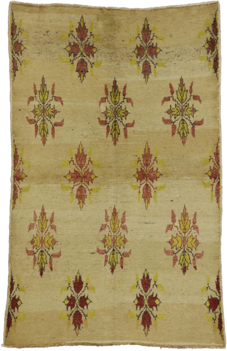 Vintage Turkish Oushak Rug with Modern Rustic and Biophilic Prairie ...
