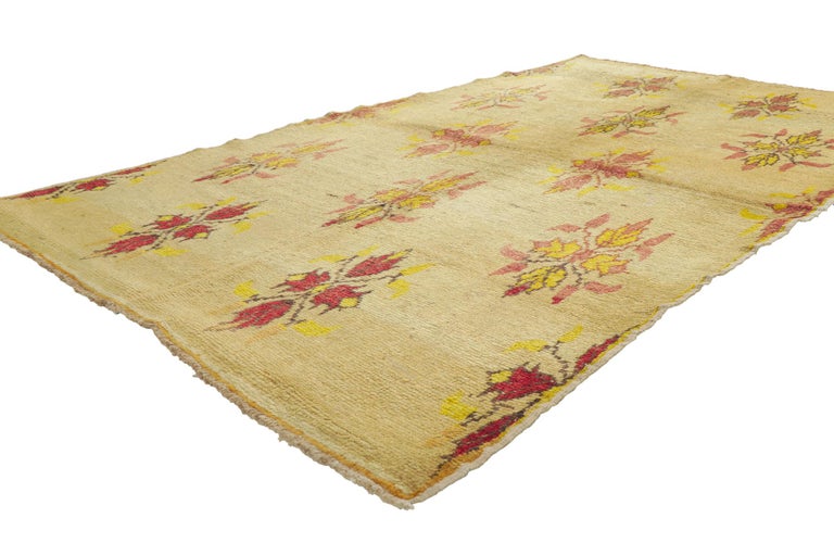 Vintage Turkish Oushak Rug with Modern Rustic and Biophilic Prairie ...