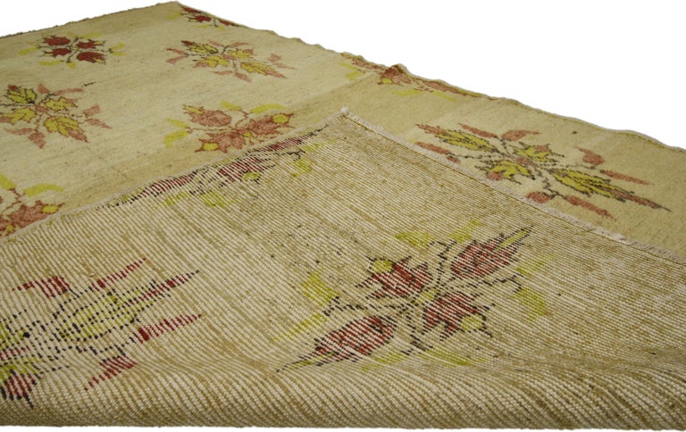 Vintage Turkish Oushak Rug with Modern Rustic and Biophilic Prairie ...