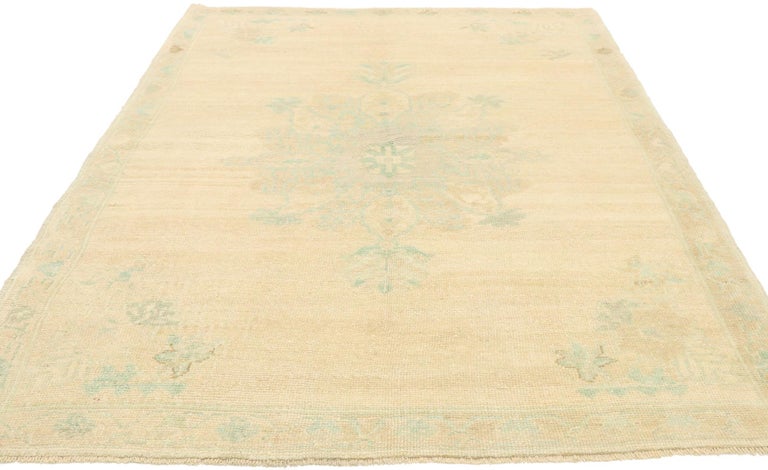Vintage Turkish Oushak Rug with Romantic Georgian French Cottage Style ...