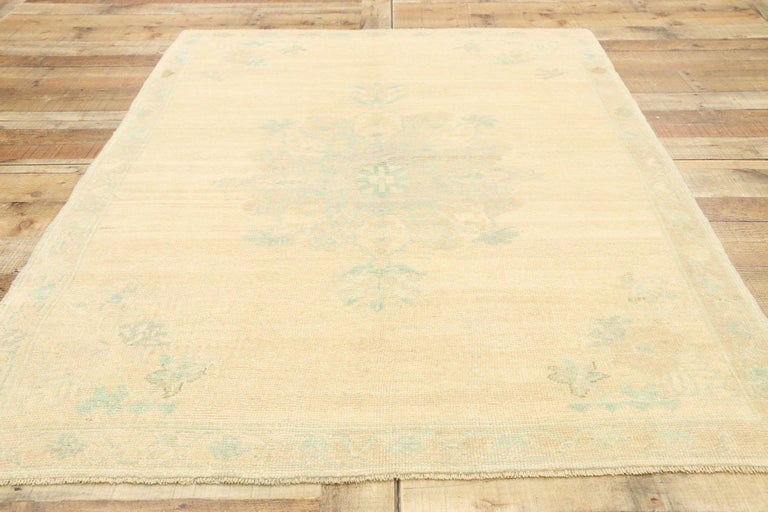 Vintage Turkish Oushak Rug with Romantic Georgian French Cottage Style ...