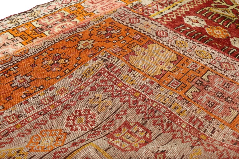Vintage Turkish Oushak Rug with Tribal Style For Sale at 1stDibs