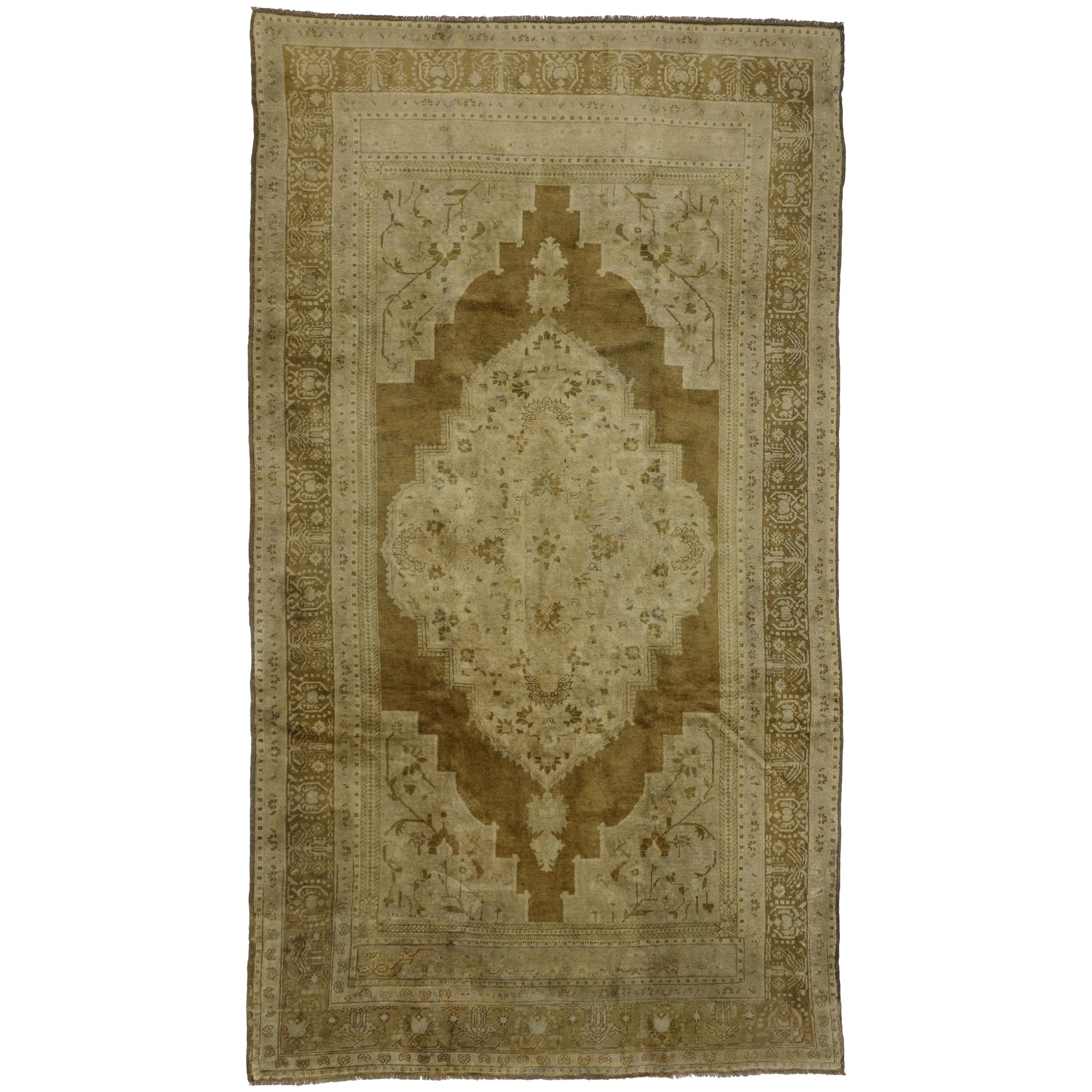 Rustic Style Vintage Turkish Oushak Runner, Hallway Runner For Sale at ...