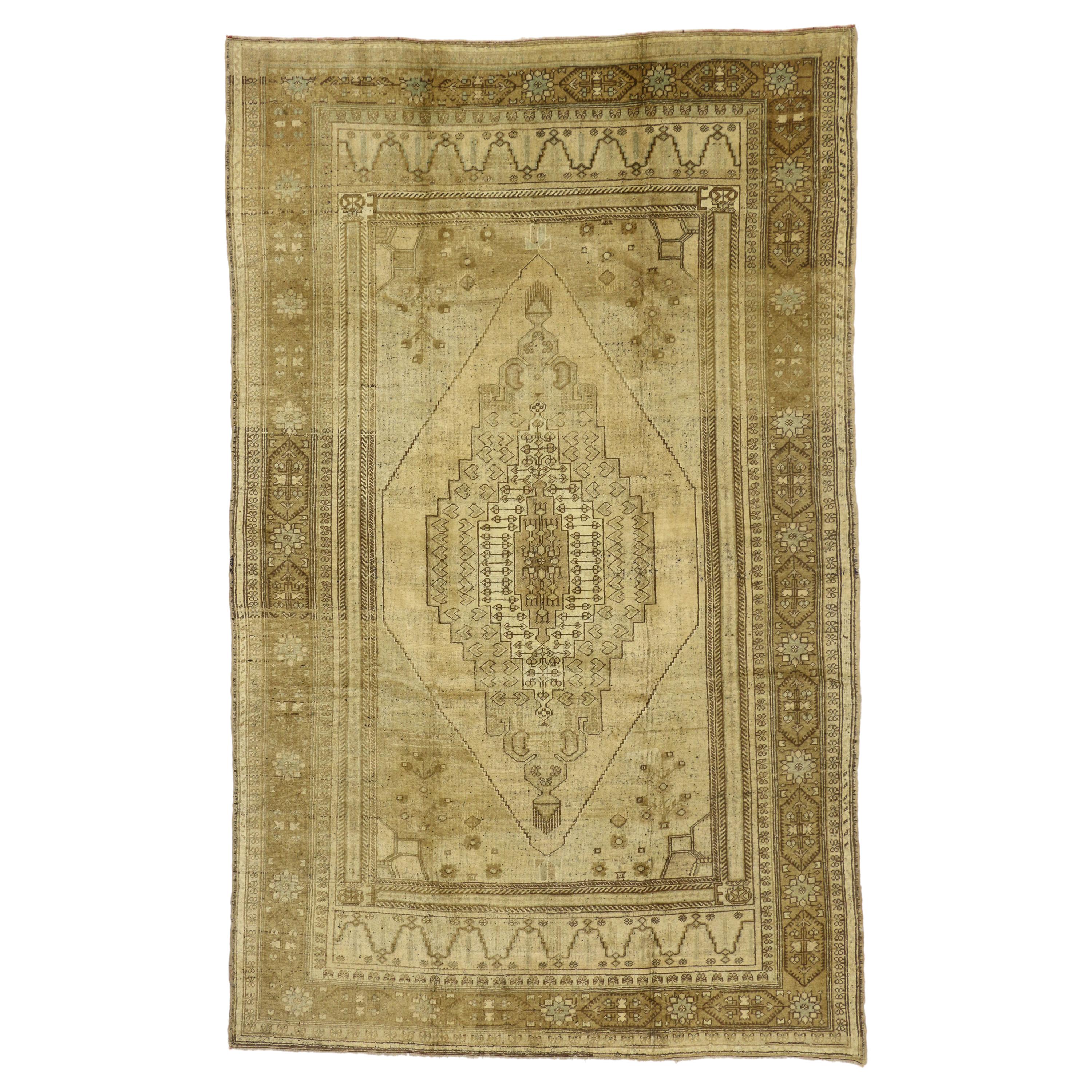 Vintage Turkish Oushak Rug with Traditional Style, Warm Neutral Colors ...