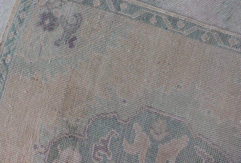 Vintage Turkish Oushak Runner in Faded Green and Blue in Neutral ...