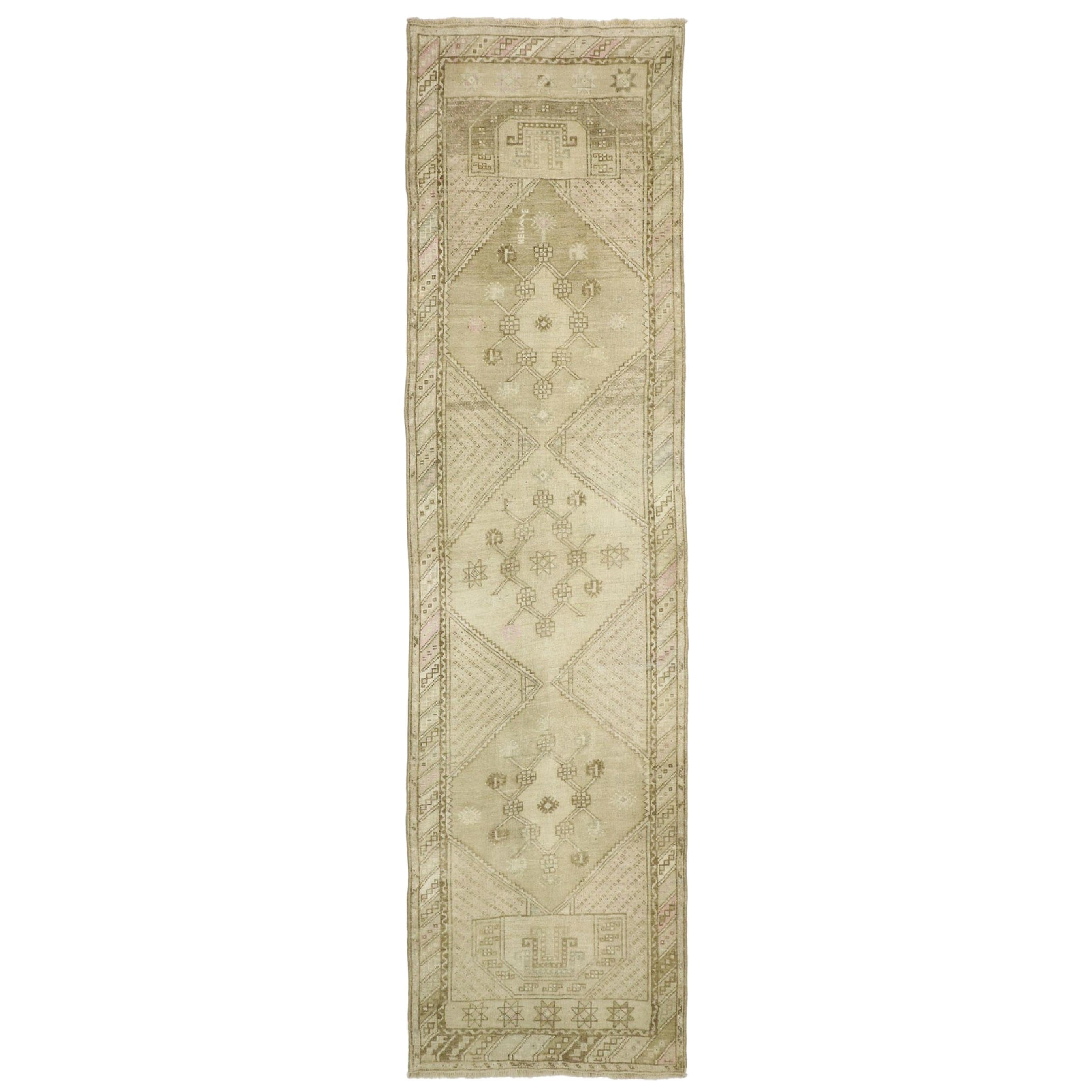 Vintage Turkish Oushak Runner with Modern Romantic Amish Shaker Style ...
