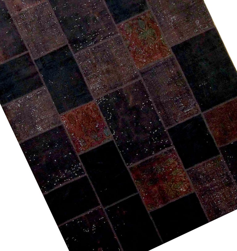 Vintage Turkish Patchwork Overdyed Rug 6'5 x 8'9. For Sale at 1stDibs