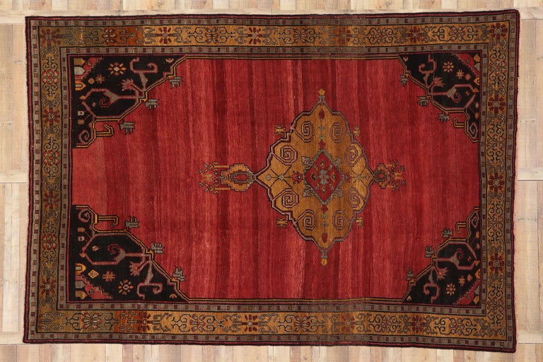 Vintage Turkish Red Oushak Rug with Italian Jacobean Style For Sale at ...