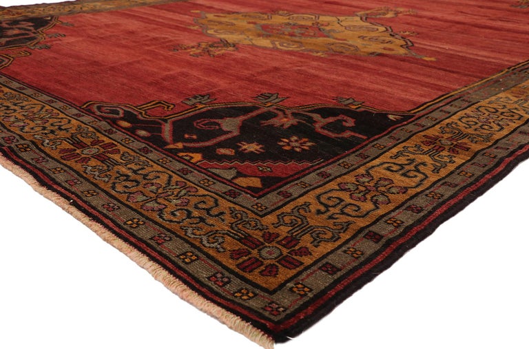 Vintage Turkish Red Oushak Rug with Italian Jacobean Style For Sale at ...