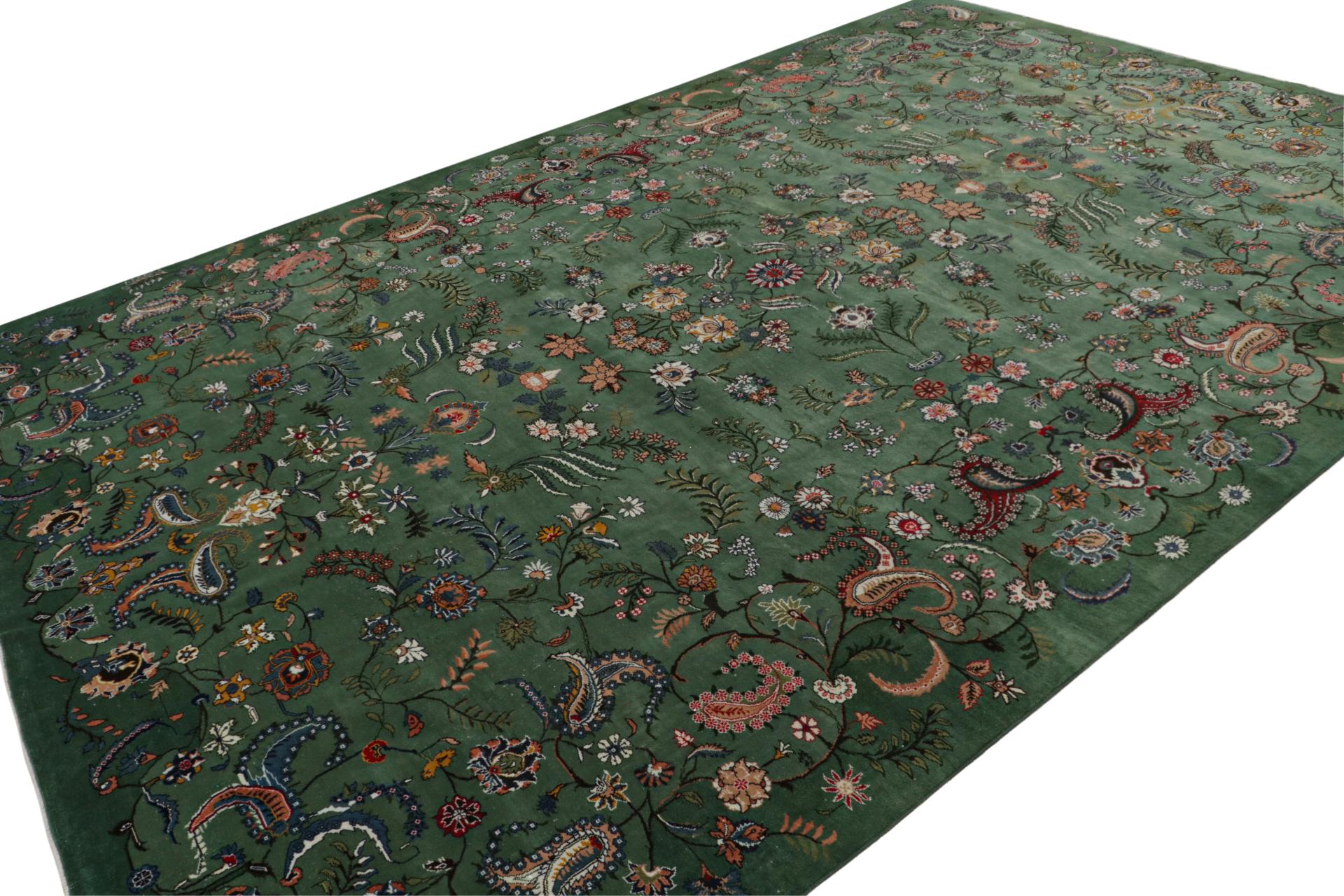 Vintage Turkish Rug in Green, with All-Over Geometric Patterns, from ...