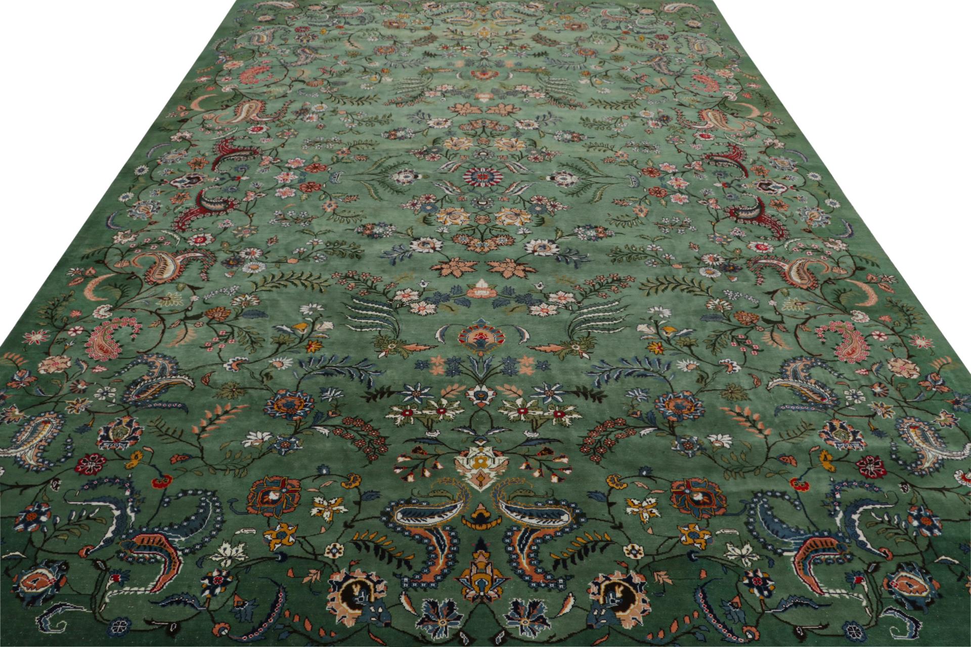 Vintage Turkish Rug in Green, with All-Over Geometric Patterns, from ...