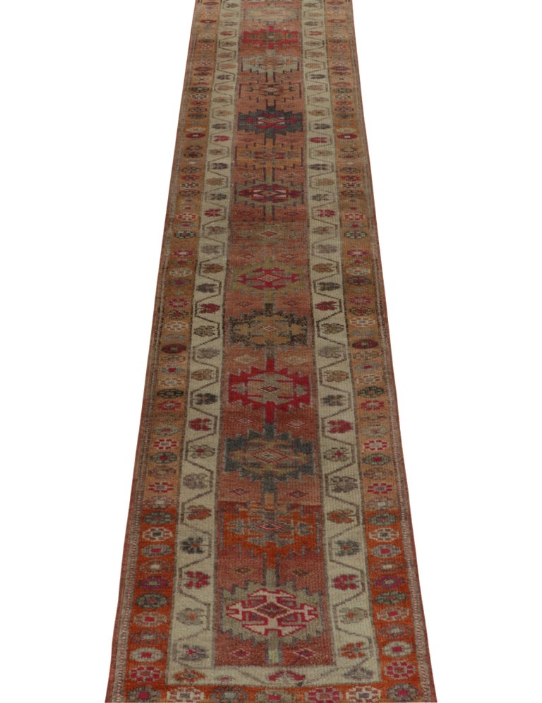 Vintage Turkish Runner in Beige-Brown, Rust Red Tribal Pattern by Rug ...