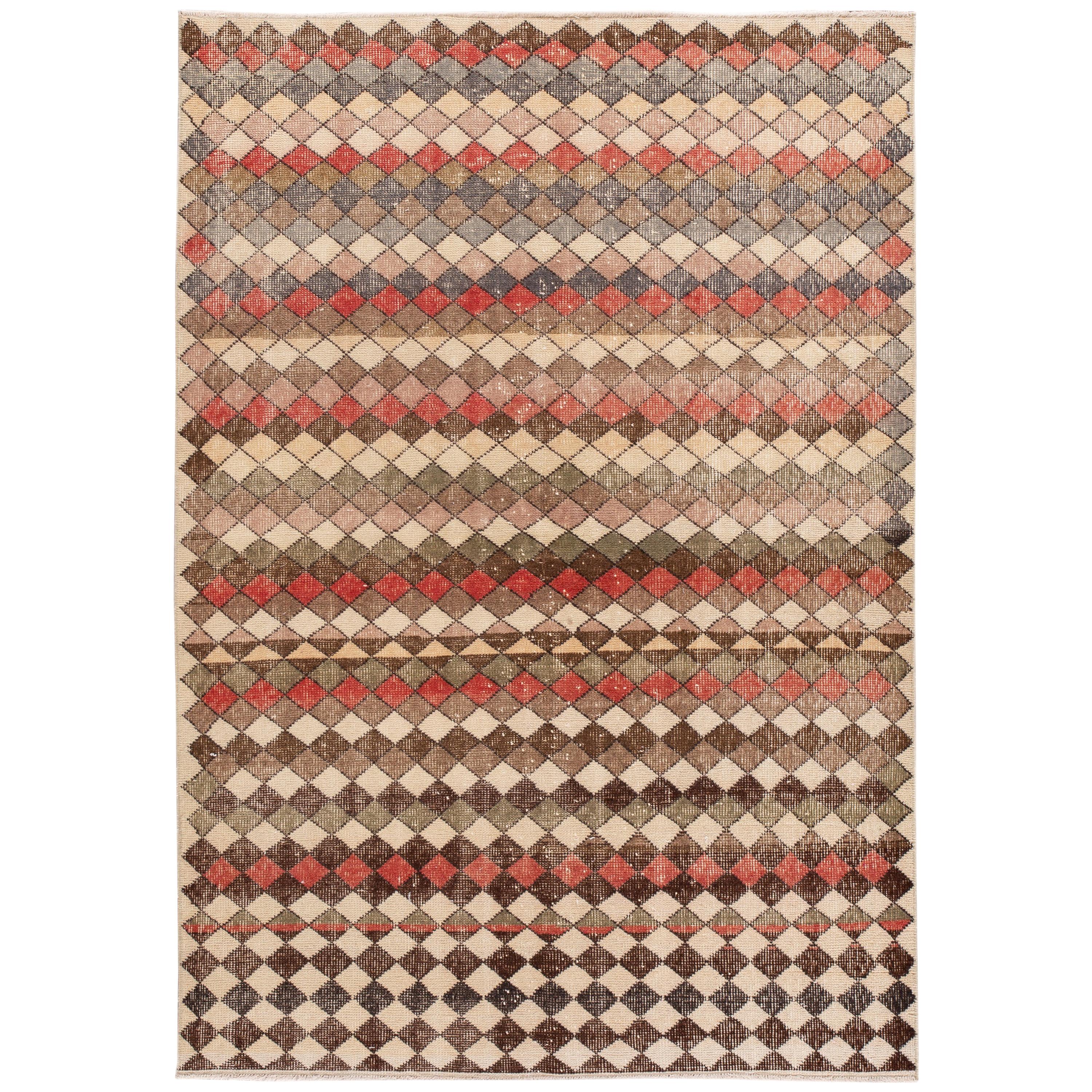 Vintage Turkish Wool Rug For Sale at 1stDibs