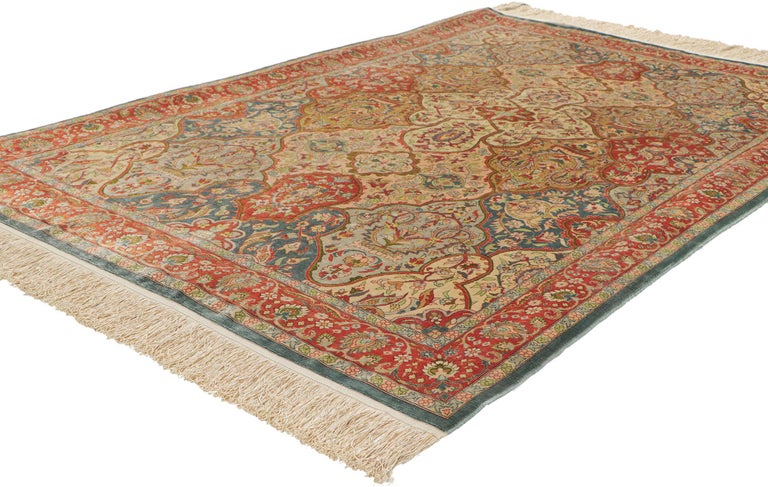 Vintage Turkish Silk Hereke Rug For Sale at 1stDibs