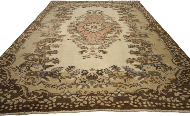 Vintage Turkish Sparta Rug with Russian Baroque Style For Sale at 1stDibs