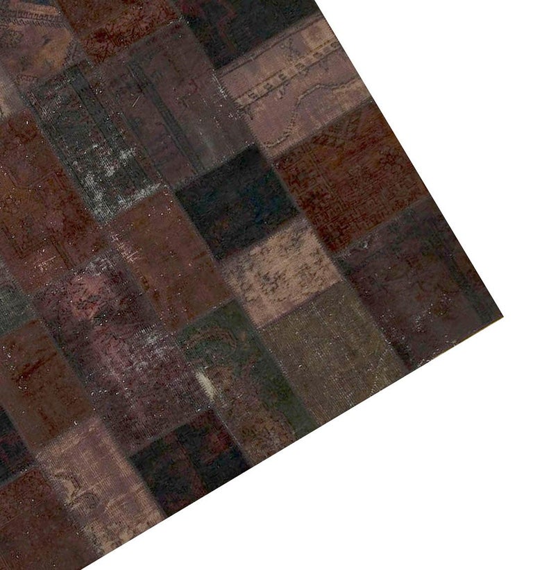Vintage Turkish Square Patchwork Overdyed Rug 7'11 x 8'6. For Sale at ...