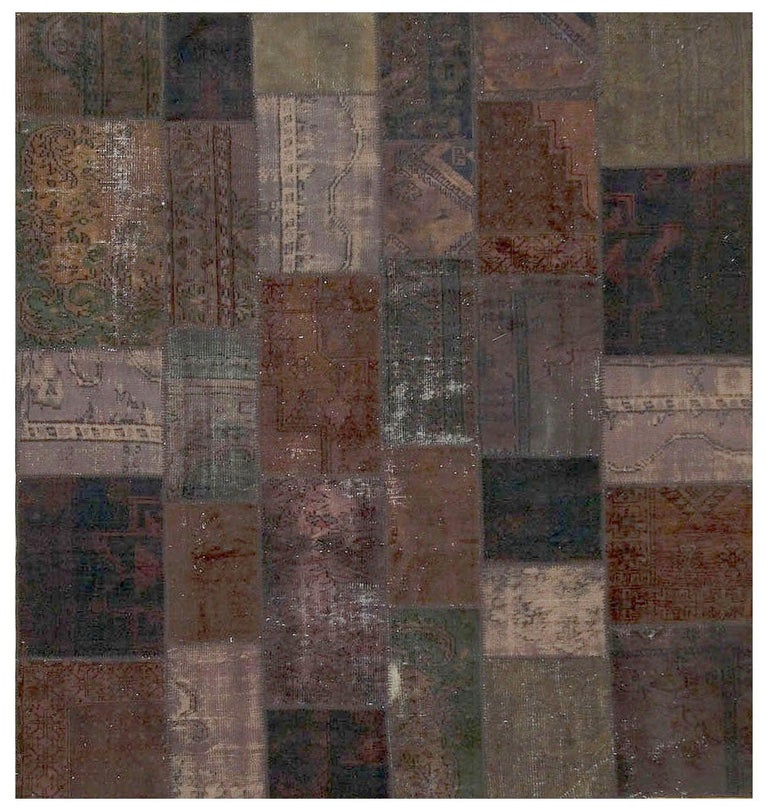 Vintage Turkish Square Patchwork Overdyed Rug 7'11 x 8'6. For Sale at ...