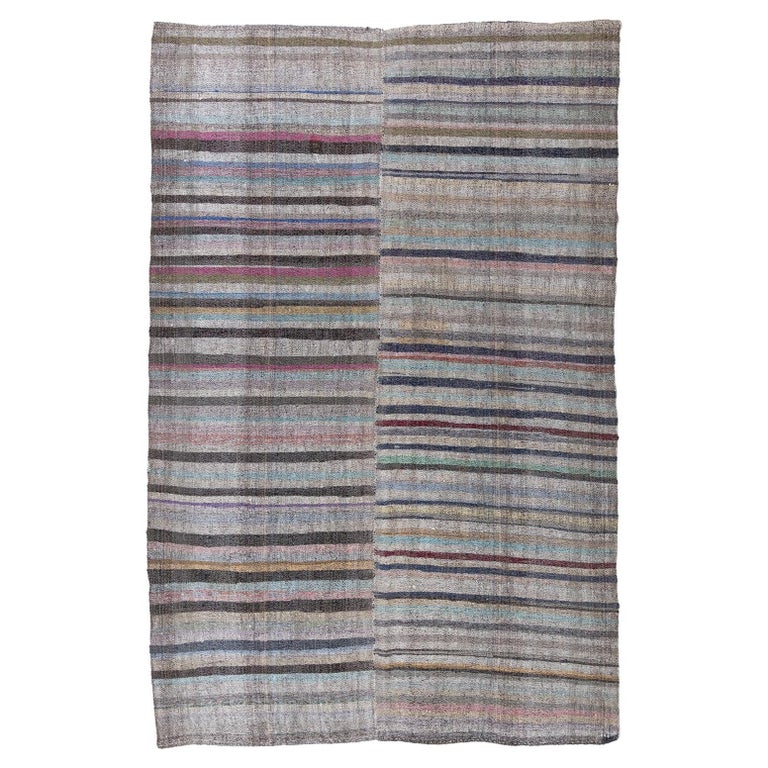 Mid-Century Striped Kilim Rug at 1stDibs