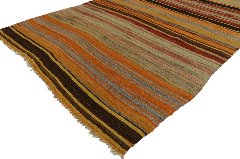 Vintage Turkish Striped Kilim Rug For Sale at 1stDibs