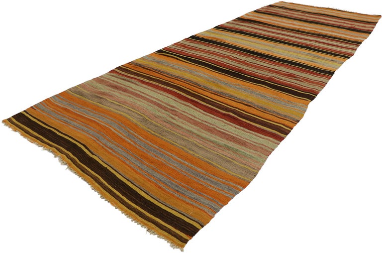 Vintage Turkish Striped Kilim Rug For Sale at 1stDibs