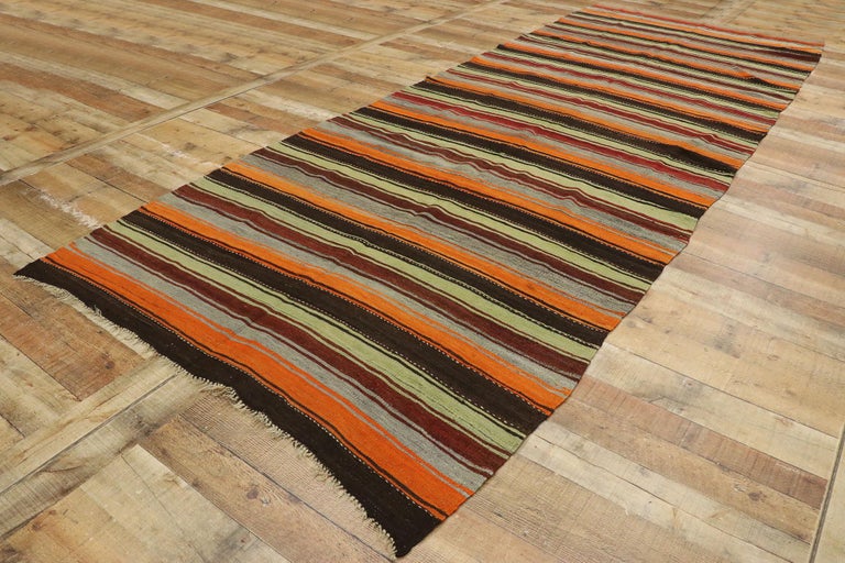 Vintage Turkish Striped Kilim Rug with Modern Cabin Style For Sale at ...