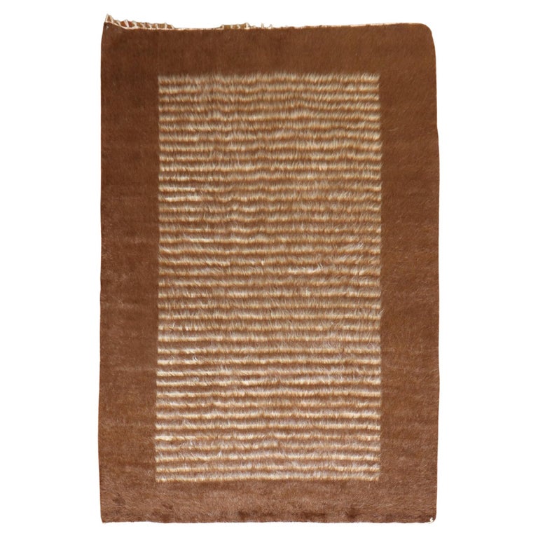 Vintage Turkish Striped Mohair Rug at 1stDibs