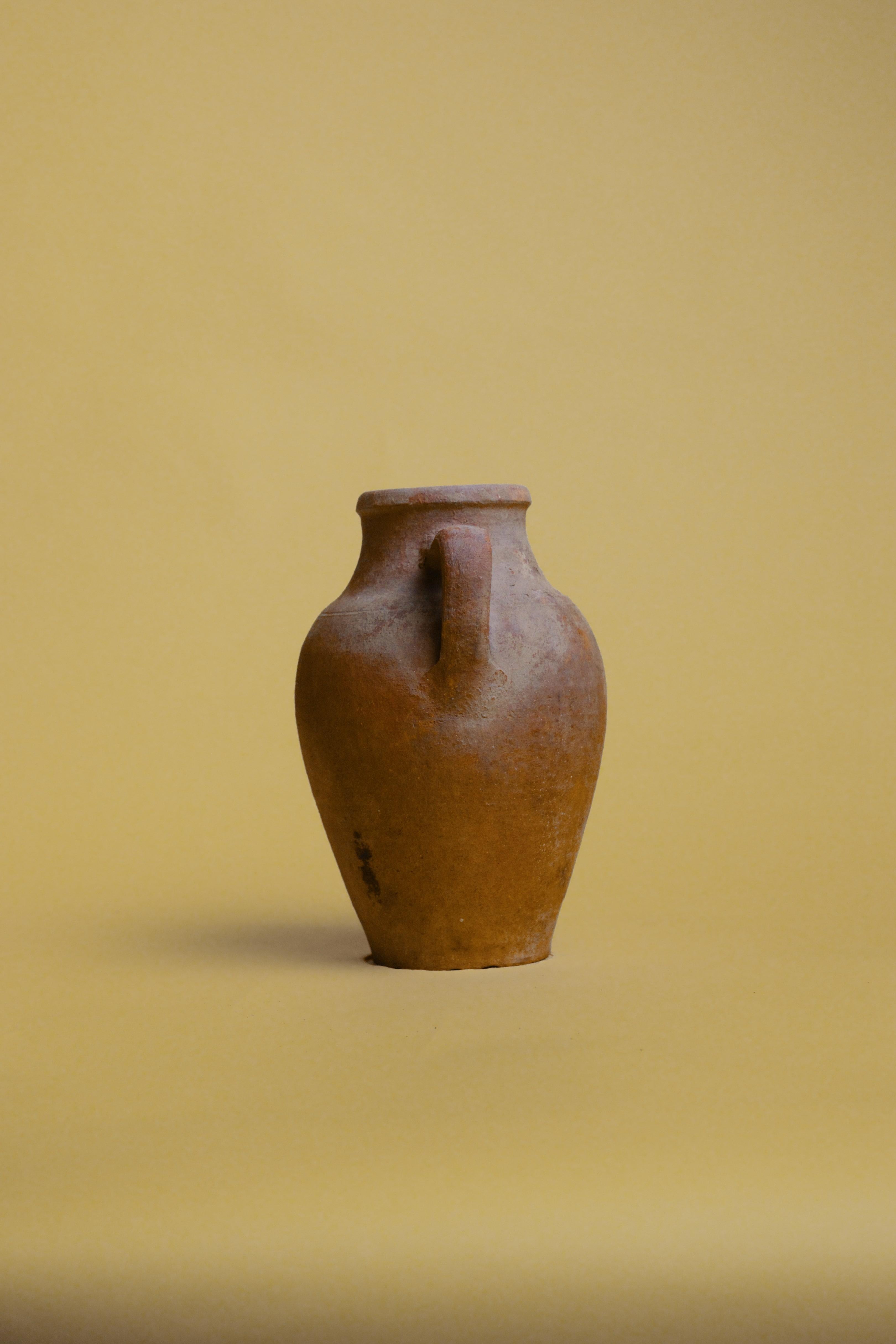 Vintage Ceramic Terracotta Storage Jar, Handcrafted Mediterranean ...