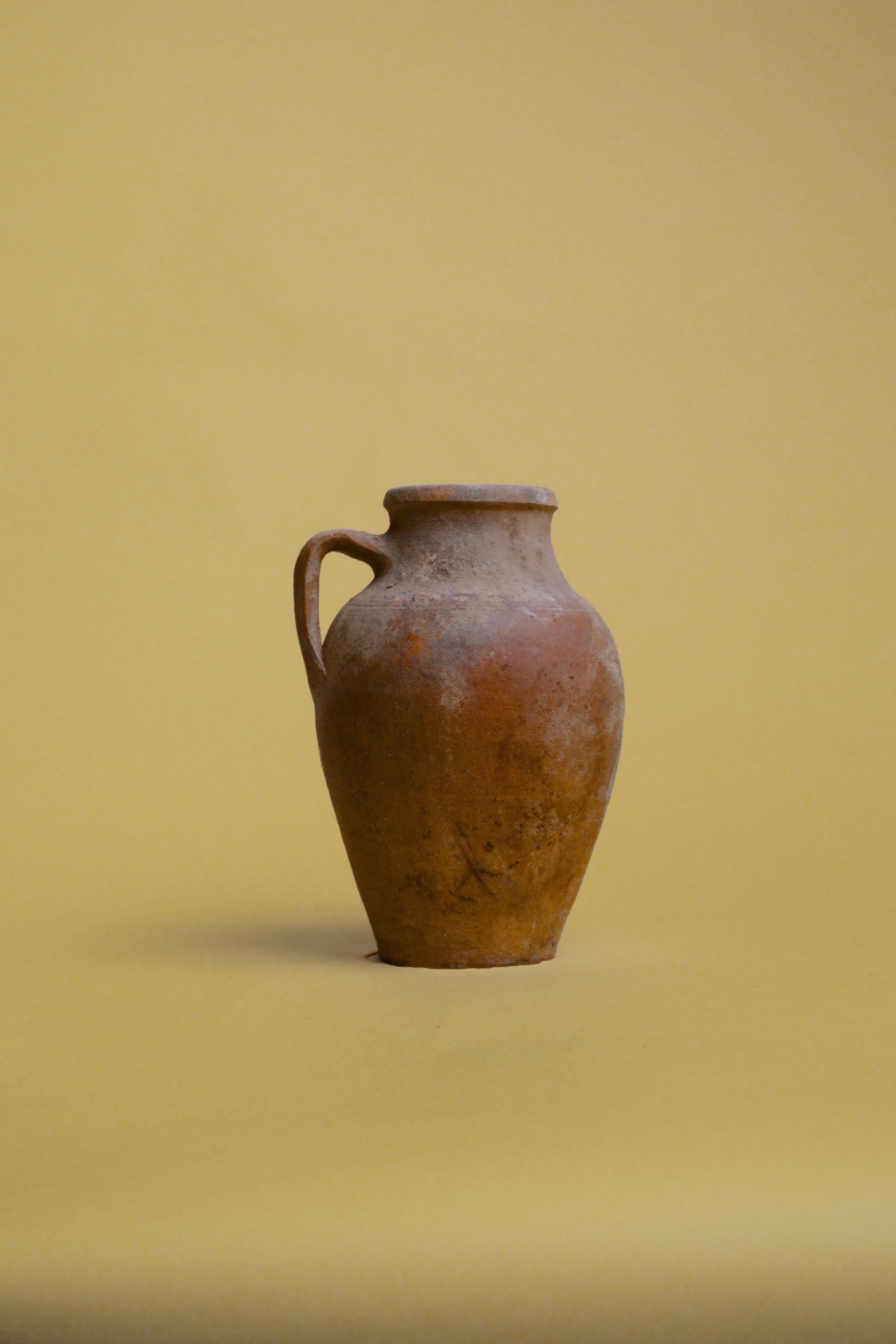 Vintage Ceramic Terracotta Storage Jar, Handcrafted Mediterranean ...