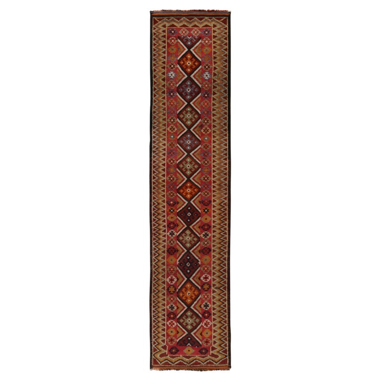 Vintage Turkish Tribal Runner in Red and Green Geometric Patterns by ...