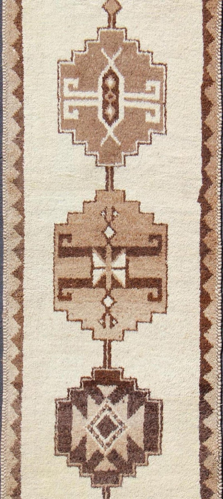 Vintage Turkish Tulu Gallery Rug with Tribal Motifs in Shades of Brown ...