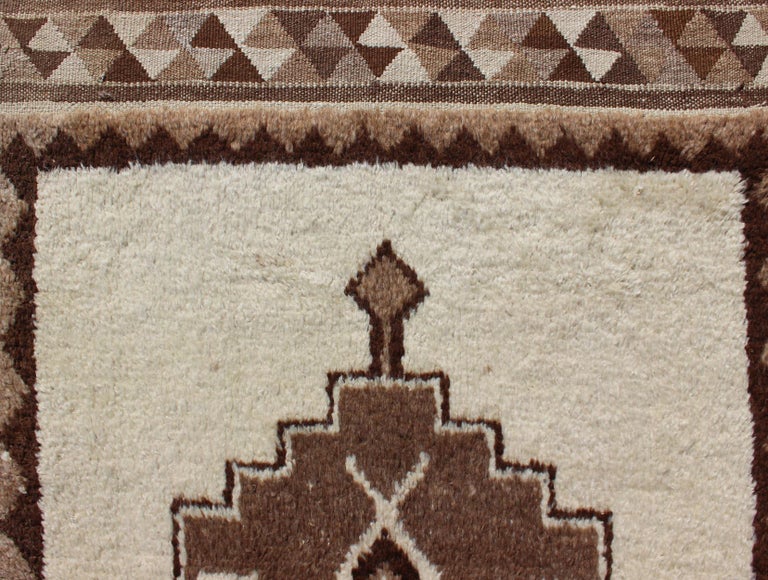 Vintage Turkish Tulu Gallery Rug with Tribal Motifs in Shades of Brown ...