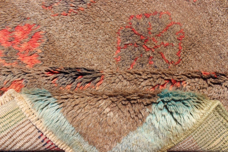 Vintage Turkish Tulu Rug with All-Over Floral Design and Ice Blue ...