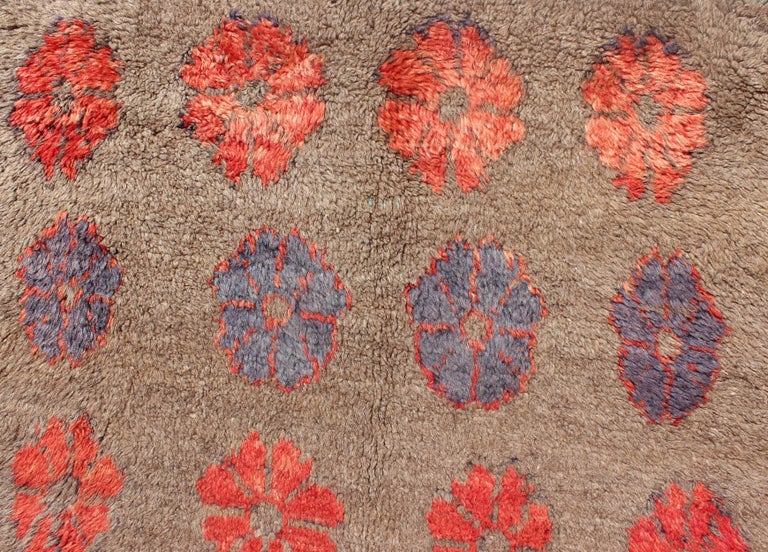 Vintage Turkish Tulu Rug with All-Over Floral Design and Ice Blue ...