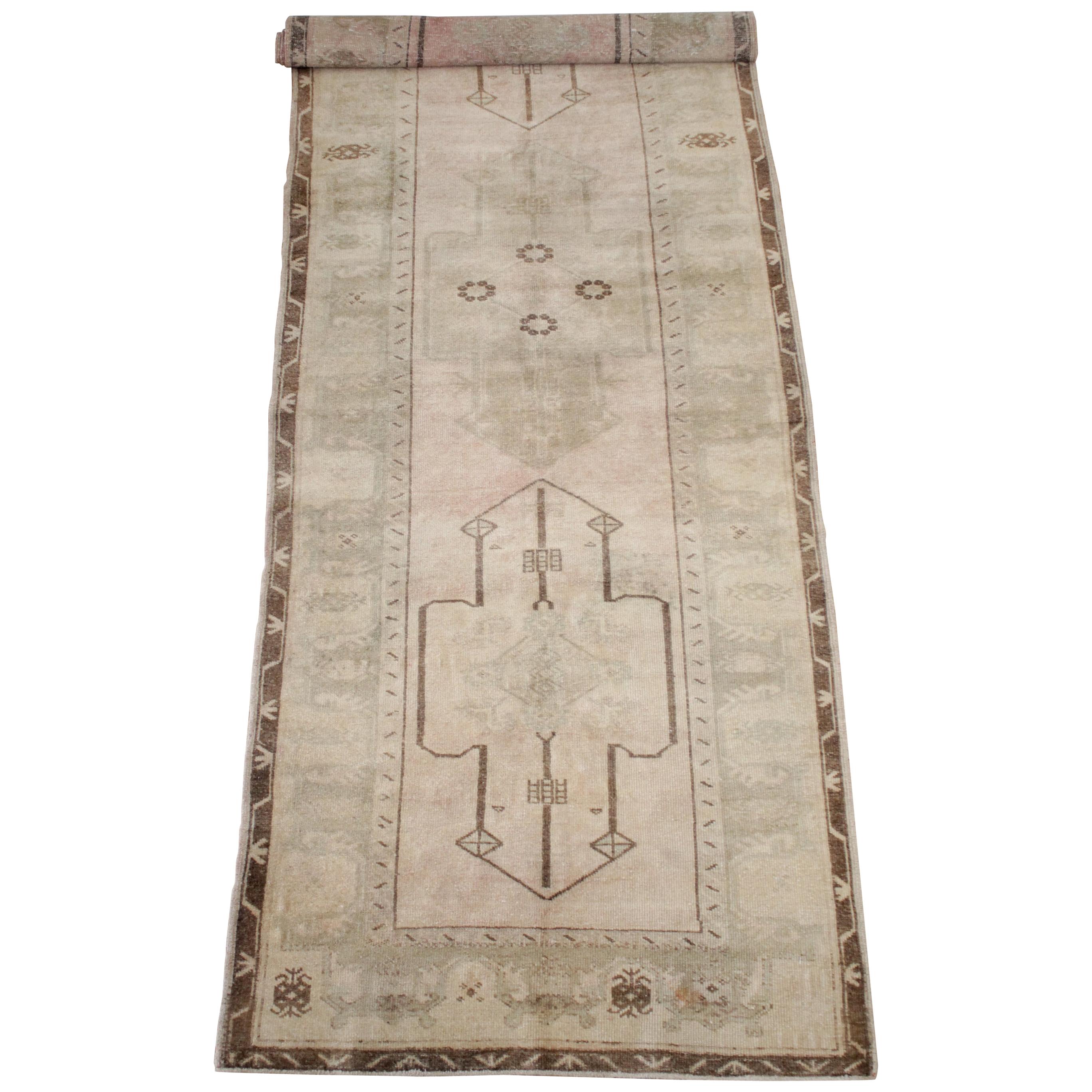 Vintage Turkish Wool Runner Rug at 1stDibs