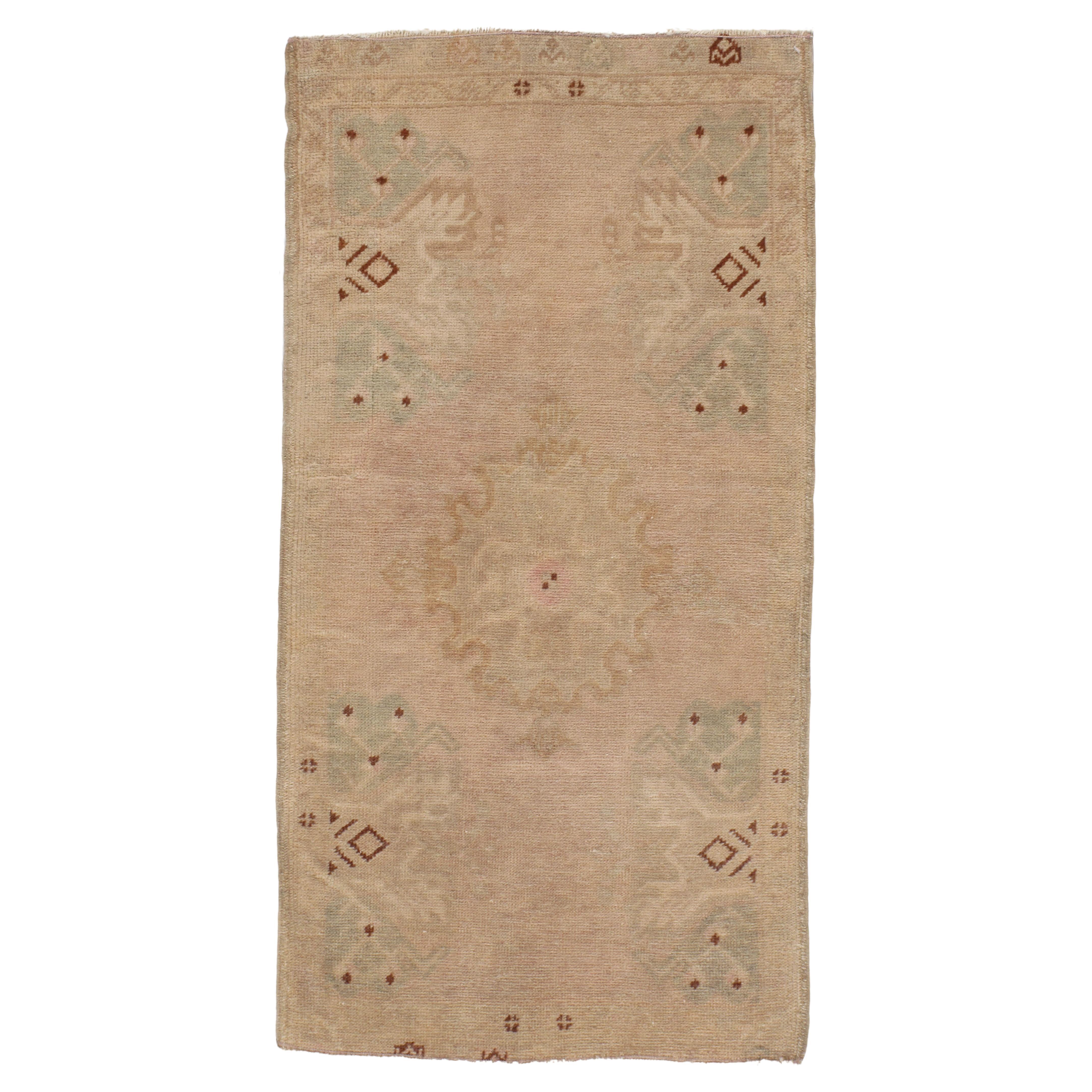 Vintage Turkish Oushak Rug with Amish-Shaker Style, Short Hallway ...