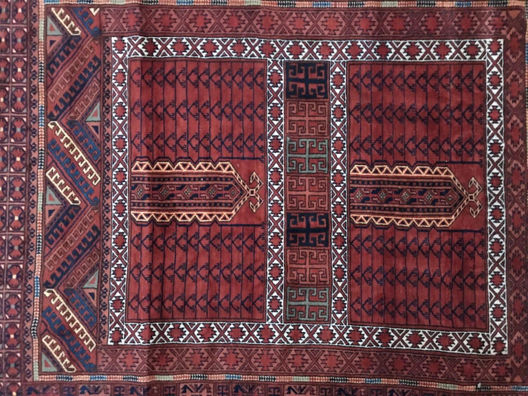 Vintage Turkmen Afghan Hatchlou Design Rug For Sale at 1stDibs