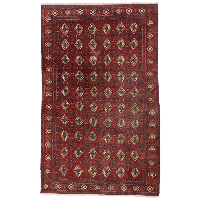 Vintage Turkmen Rug with Modern Tribal Style, Tekke Accent Rug ...