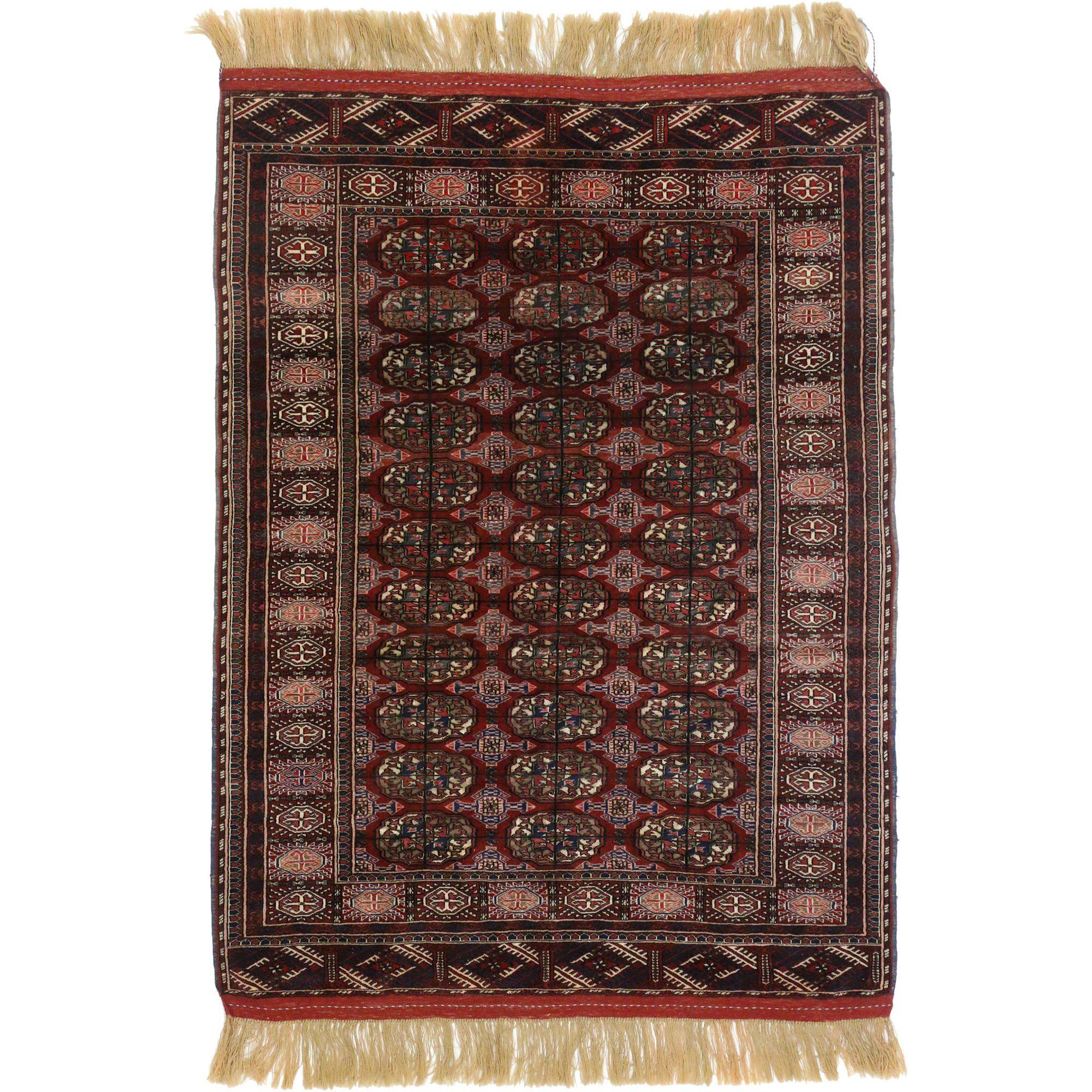 Vintage Turkmen Rug with Modern Tribal Style, Tekke Accent Rug ...