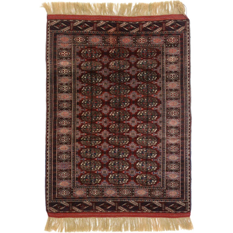 Vintage Turkmen Tekke Rug with Tribal Style, Tekke Accent Rug, Turkoman ...