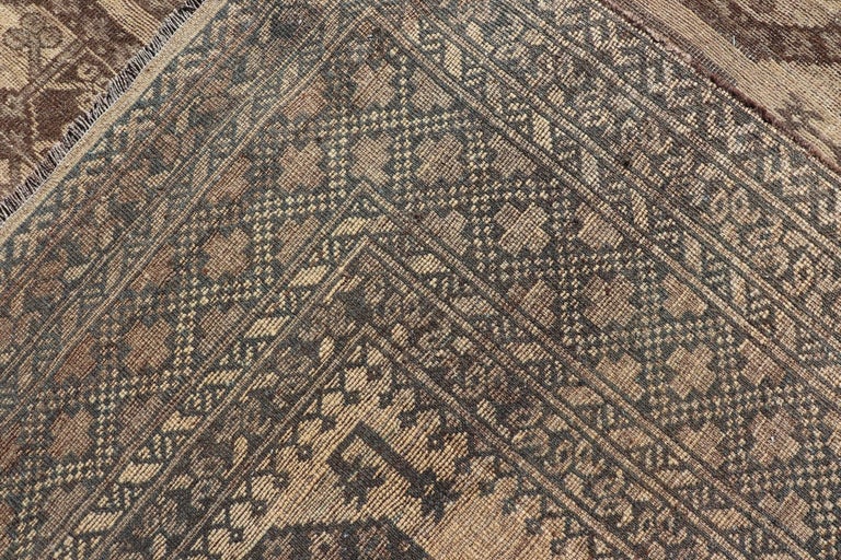 Vintage Turkomen Ersari Rug with Gul Design in Brown, Gray, Tan and ...