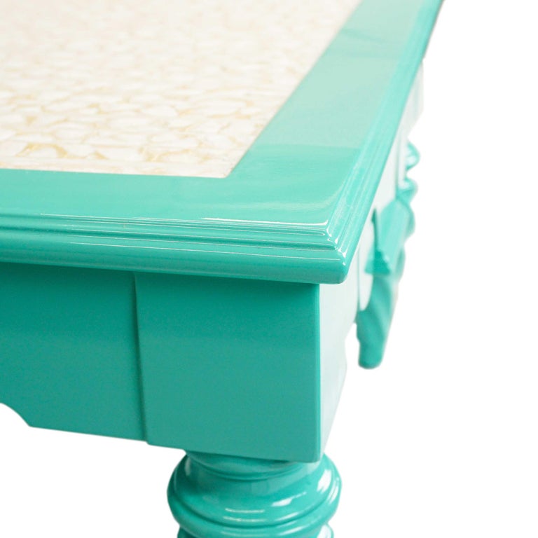 Vintage Turquoise Coffee Table For Sale at 1stDibs