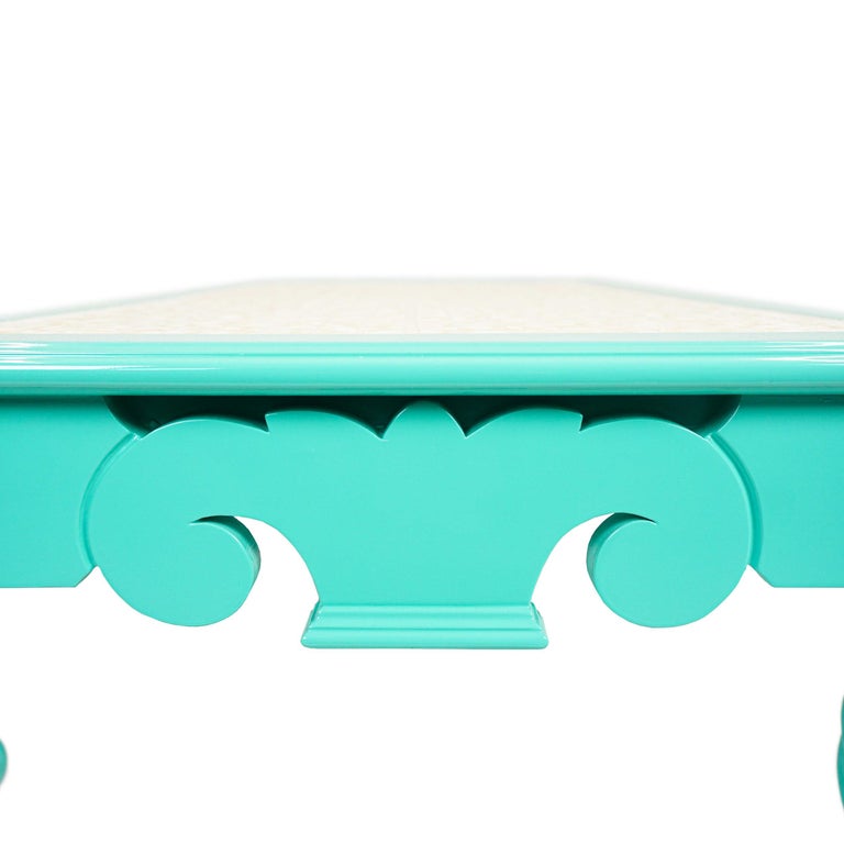 Vintage Turquoise Coffee Table For Sale at 1stDibs