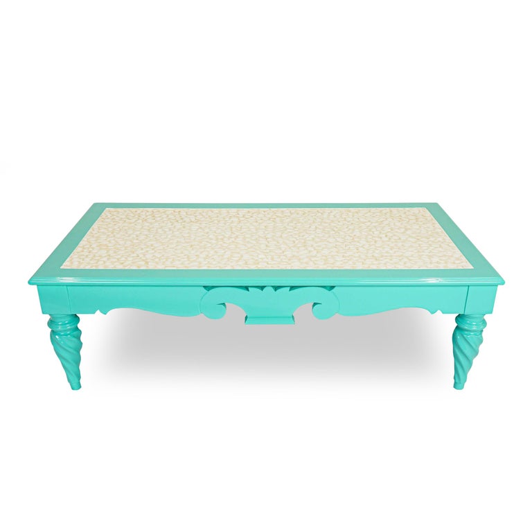 Vintage Turquoise Coffee Table For Sale at 1stDibs