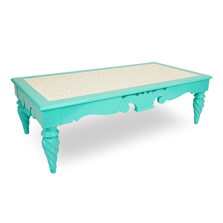 Vintage Turquoise Coffee Table For Sale at 1stDibs