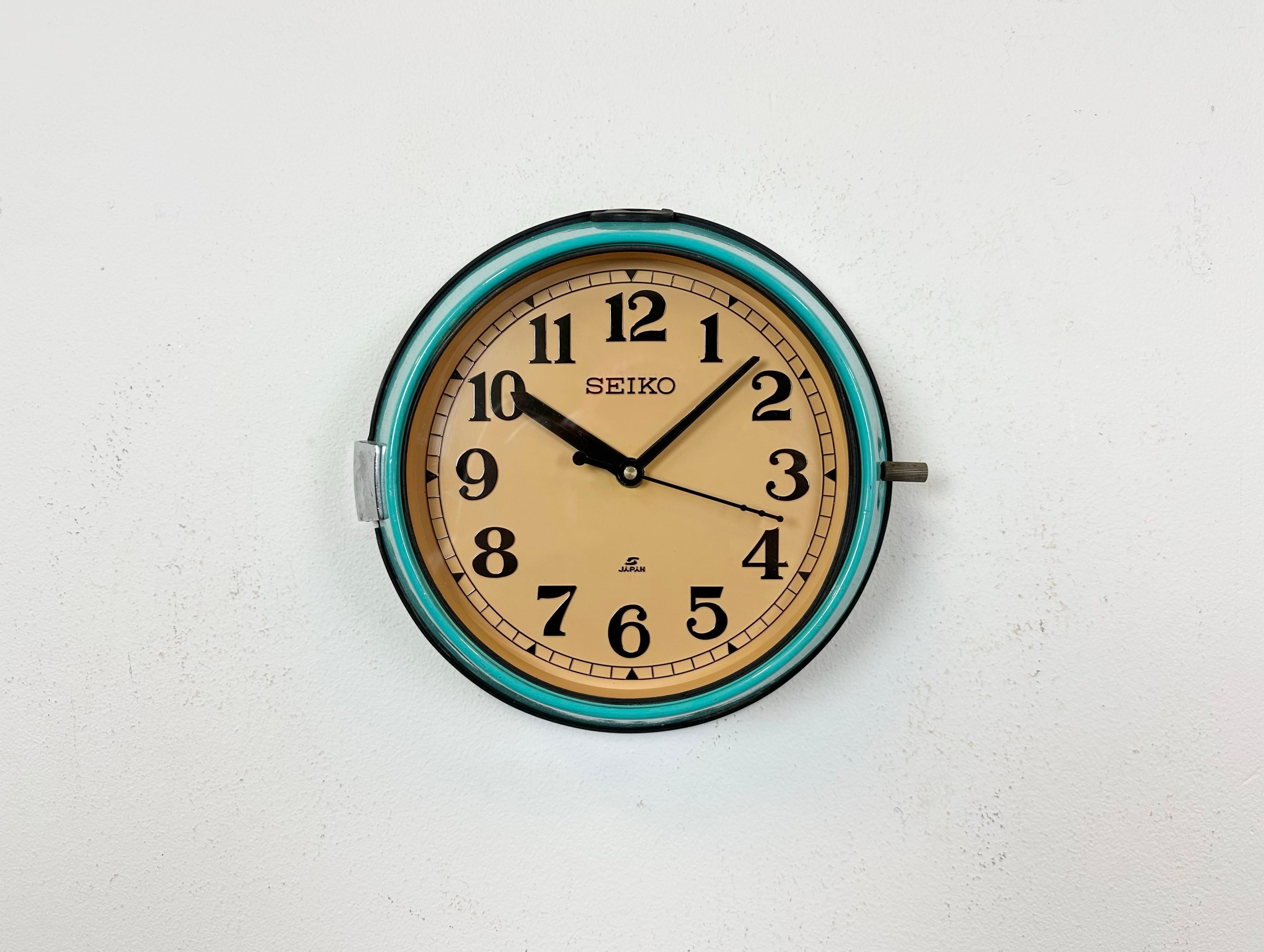 Vintage Turquoise Seiko Maritime Wall Clock, 1970s For Sale at 1stDibs